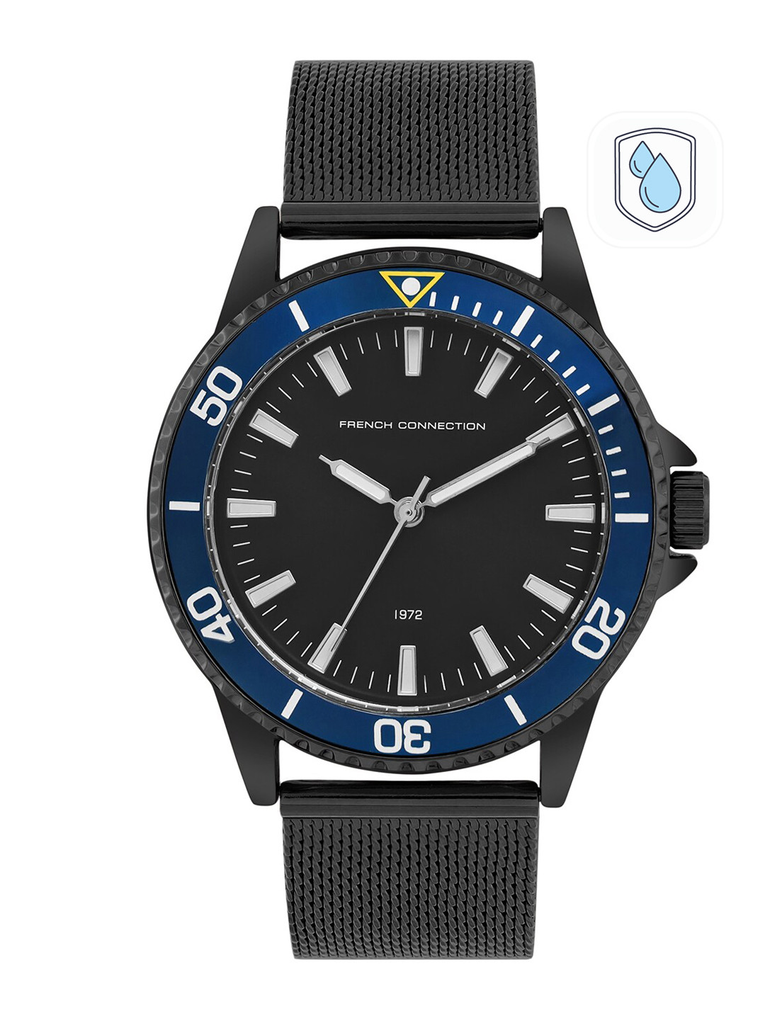 Buy French Connection Men Black Dial & Black Meal Straps Analogue Watch ...