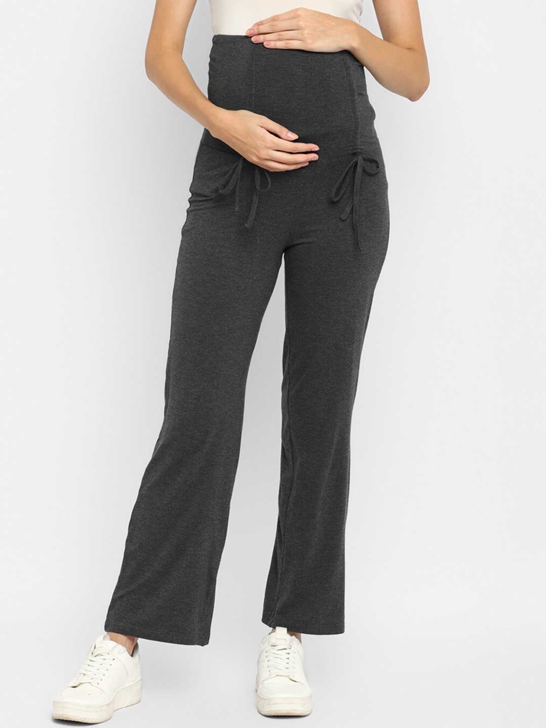 Buy Momsoon Maternity Women Grey Relaxed Loose Fit High Rise Maternity ...