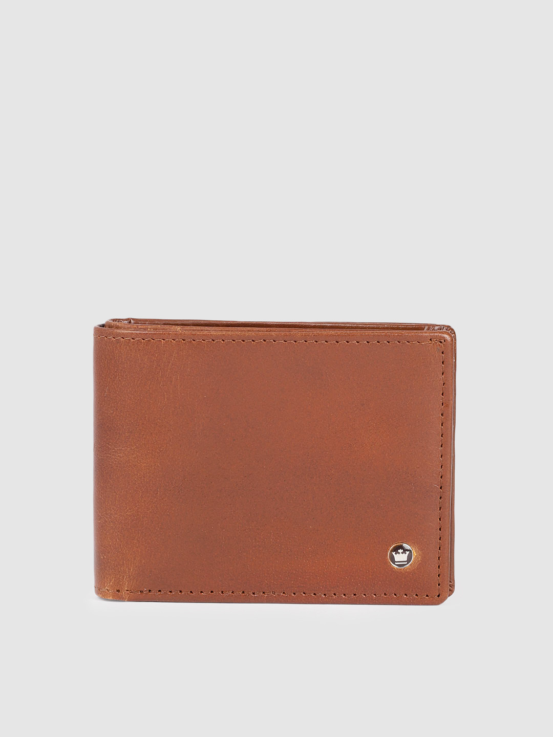 Buy Louis Philippe Men Tan Brown Solid Leather Two Fold Wallet ...