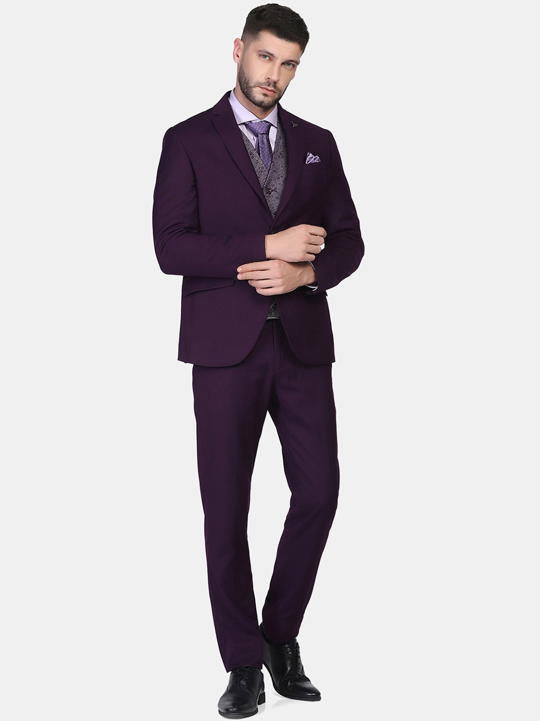 Buy Blackberrys Men Solid Slim Fit Single Breasted 4 Piece Suit - Suits ...