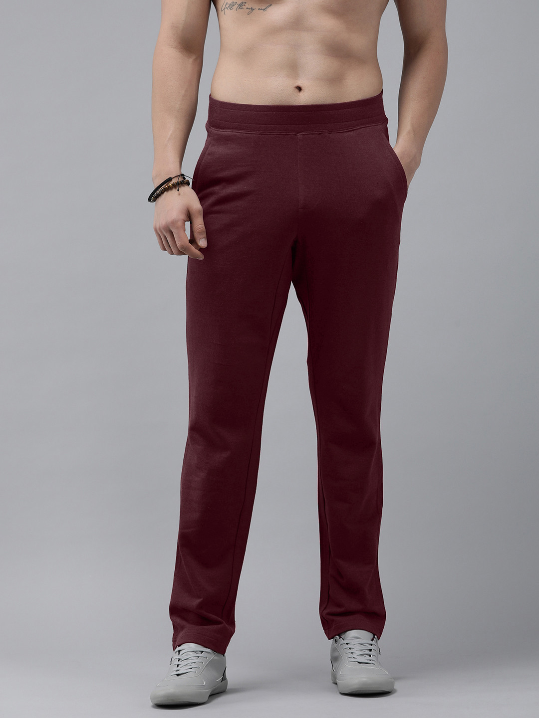 Buy Roadster Men Maroon Solid Track Pants - Track Pants for Men ...