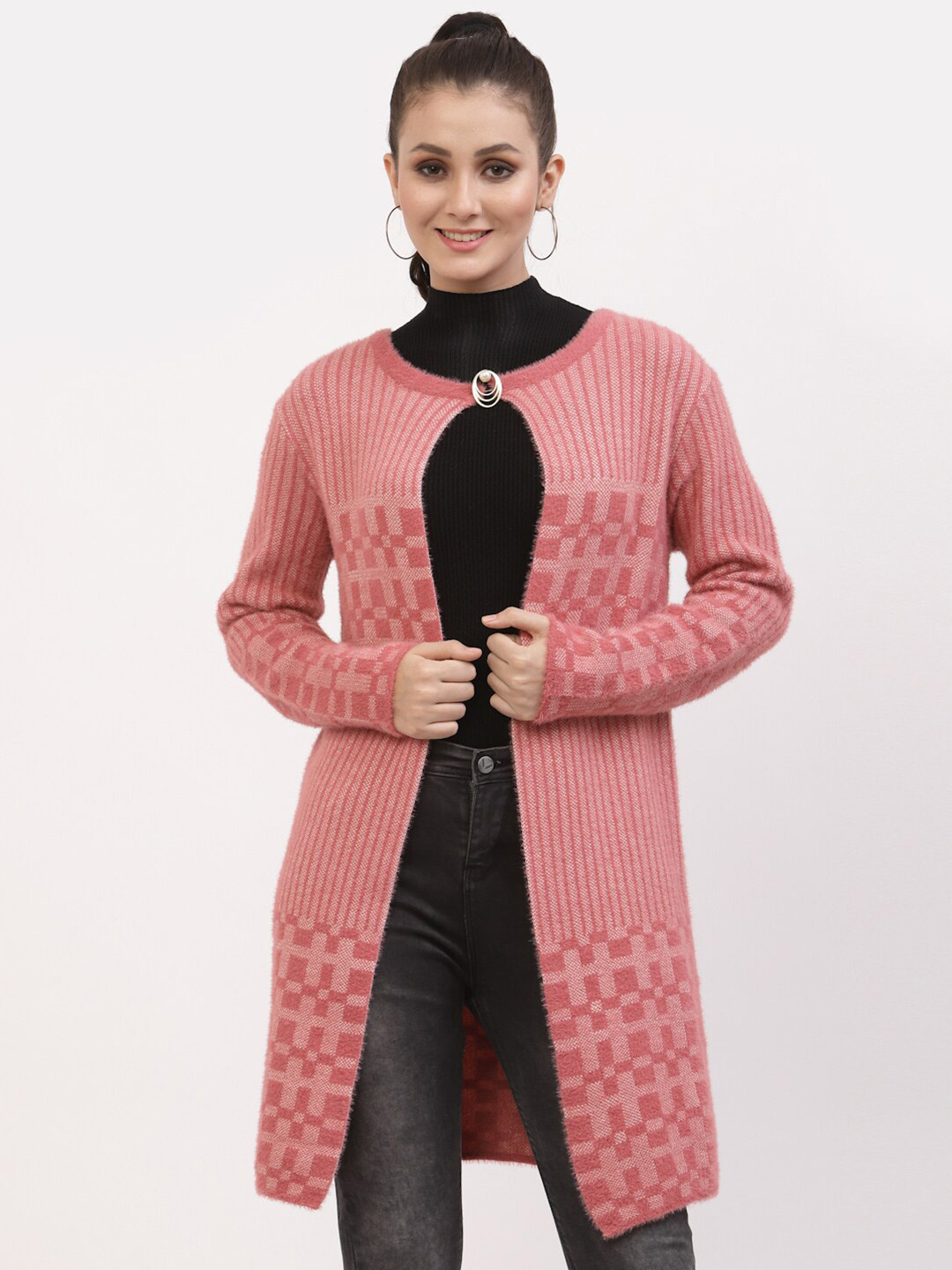Buy Juelle Women Pink Cable Knit Longline Cardigan - Sweaters for Women ...