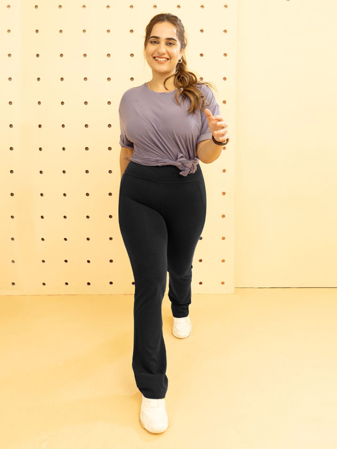 Buy Blissclub Women High Waist The Groove In Cotton Flare Track Pants