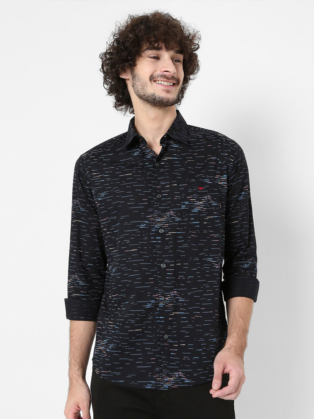 Buy Mufti Men Classic Slim Fit Printed Pure Cotton Casual Shirt ...