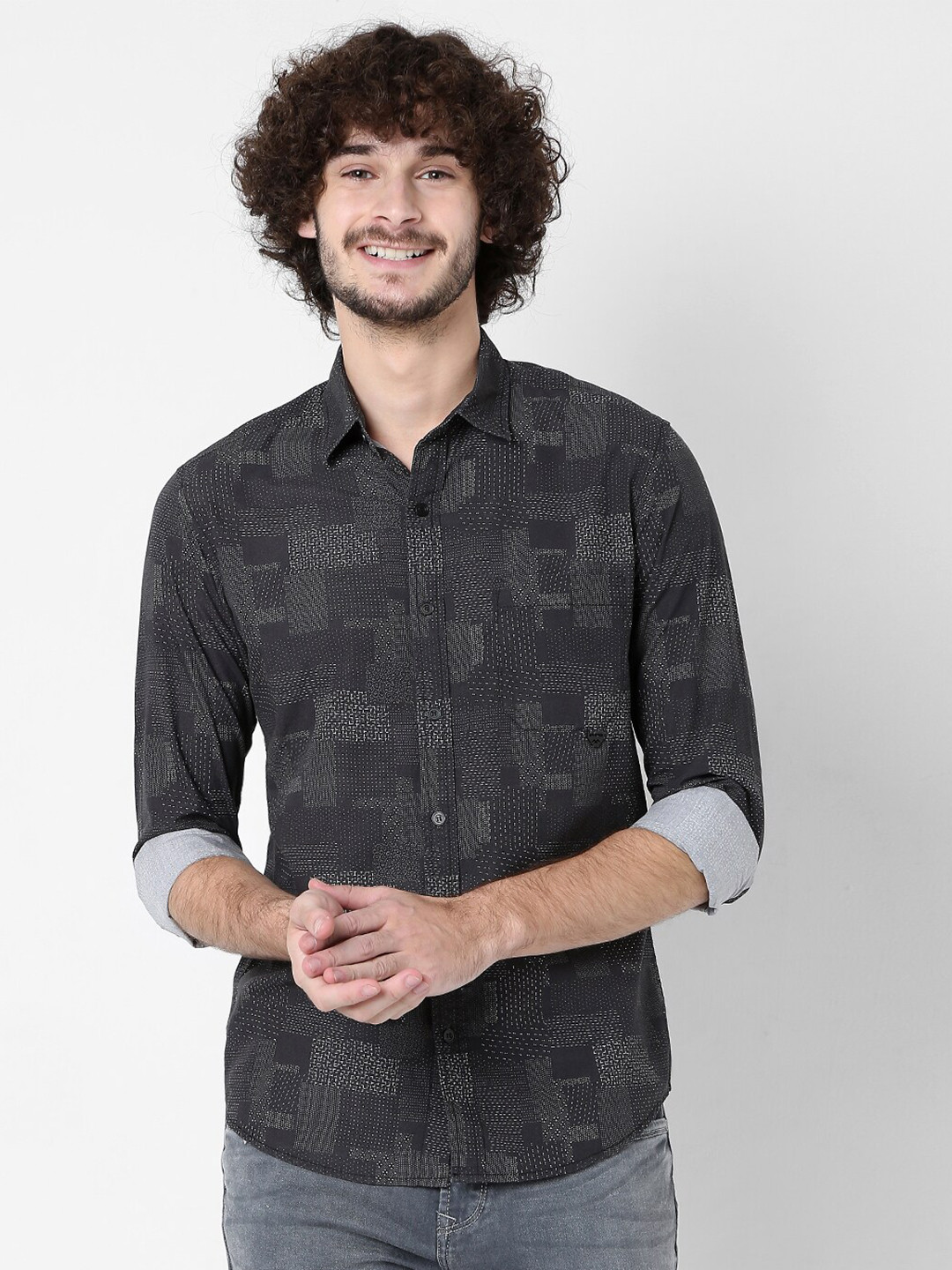 Buy Mufti Men Classic Slim Fit Printed Casual Shirt - Shirts for Men ...