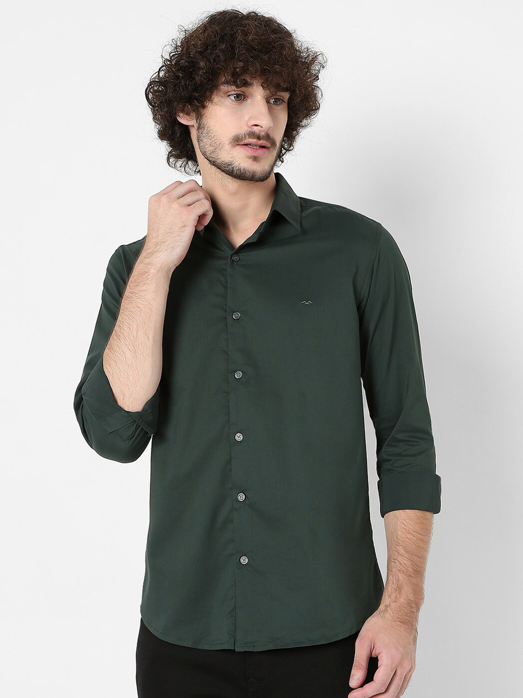 Buy Mufti Men Green Classic Slim Fit Casual Shirt - Shirts for Men ...