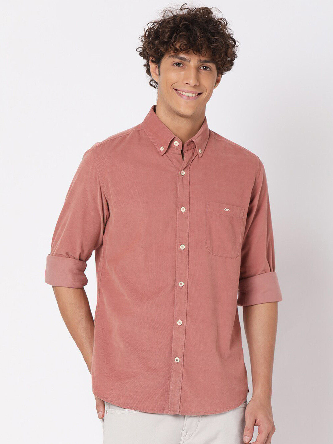 Buy Mufti Men Pink Cotton Classic Slim Fit Casual Shirt - Shirts for ...