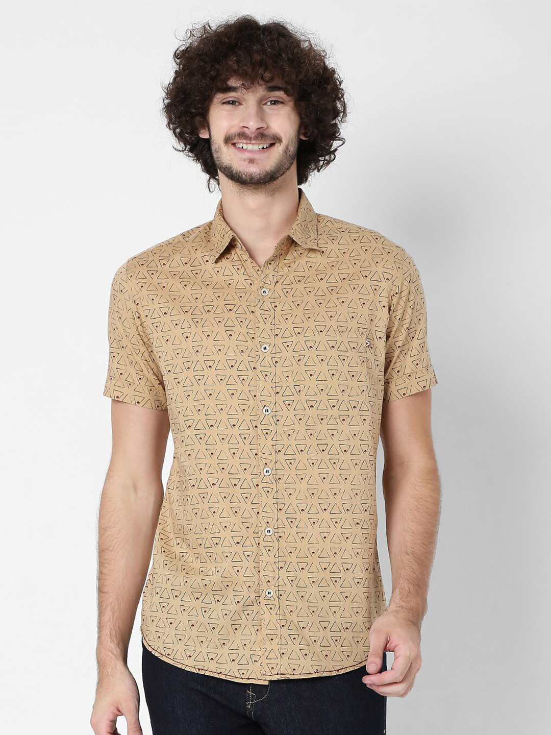 Buy Mufti Men Khaki Classic Slim Fit Printed Casual Shirt - Shirts for ...