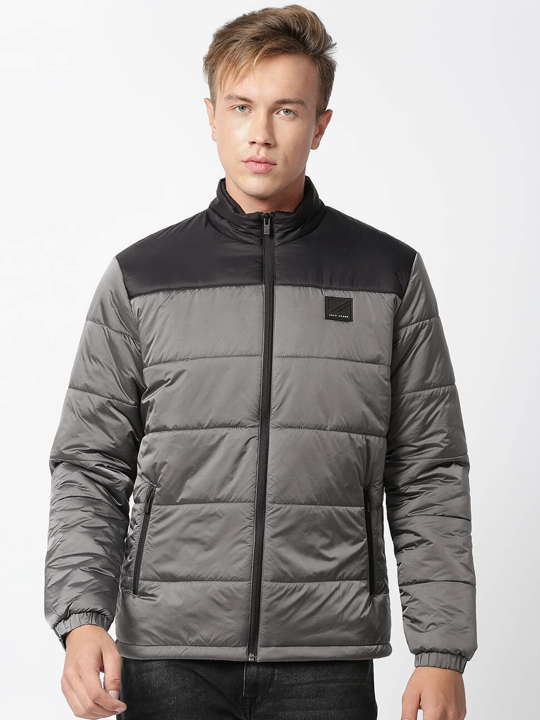 Buy Pepe Jeans Men Grey Colourblocked Puffer Jacket - Jackets for Men ...