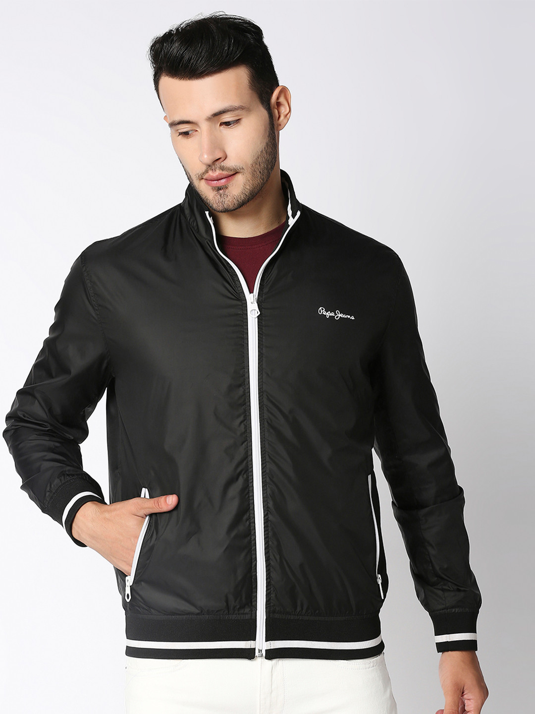 Buy Pepe Jeans Men Black Open Front Jacket - Jackets for Men 20215520 ...