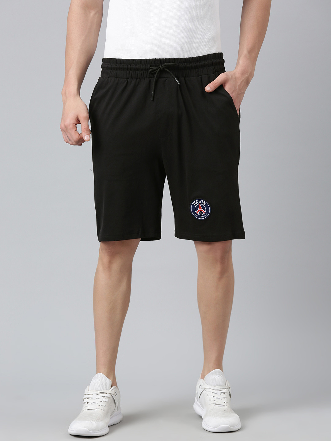 Buy PSG Men Black Pure Cotton Paris Saint Germain Fan Football Shorts ...
