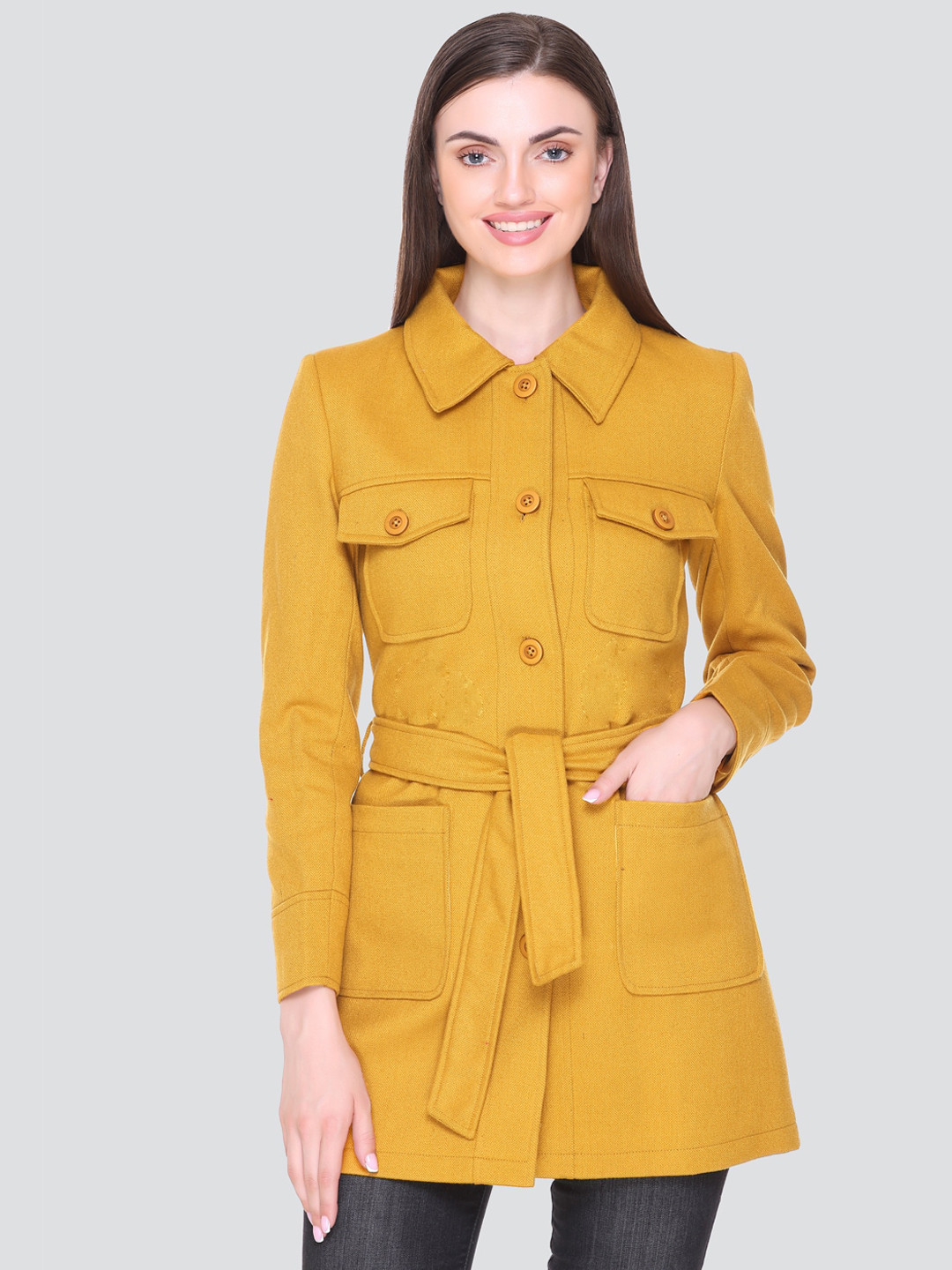 Buy HONNETE Women Solid Winter Polyester Coats - Coats for Women ...