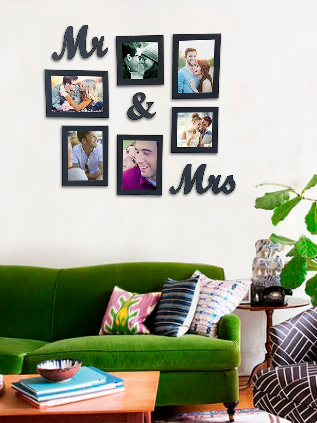 Buy Art Street Set Of 6 Black Together Forever Wall Photo Frames With ...