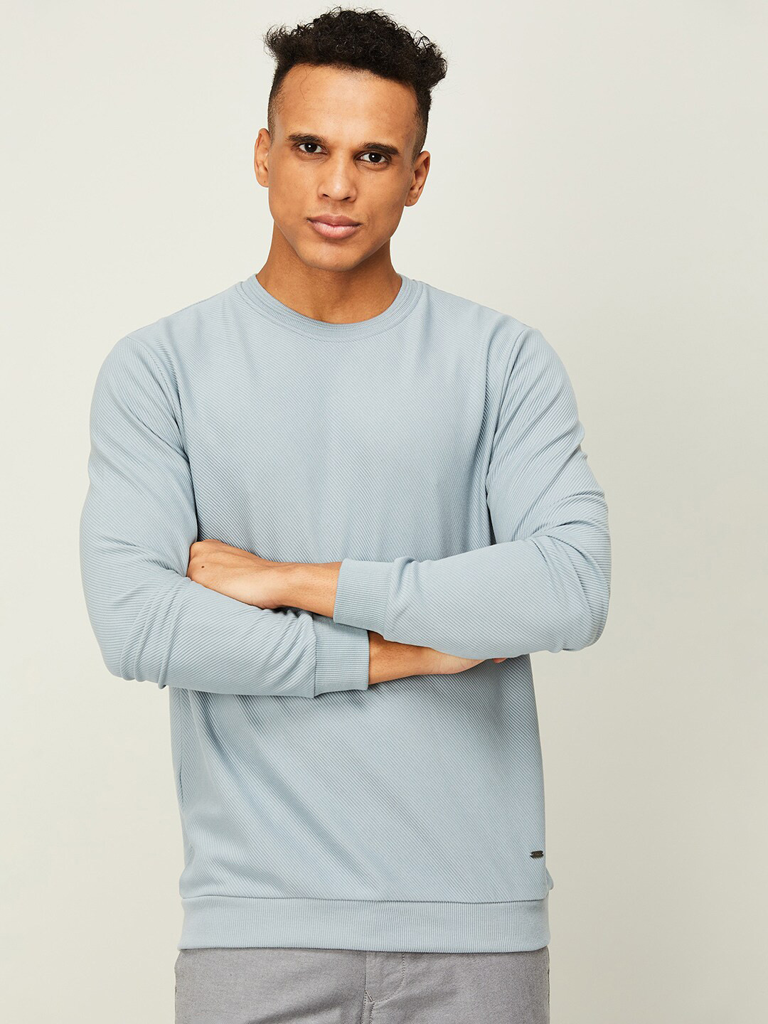 Buy CODE By Lifestyle Men Blue Pure Cotton Sweatshirt - Sweatshirts for ...