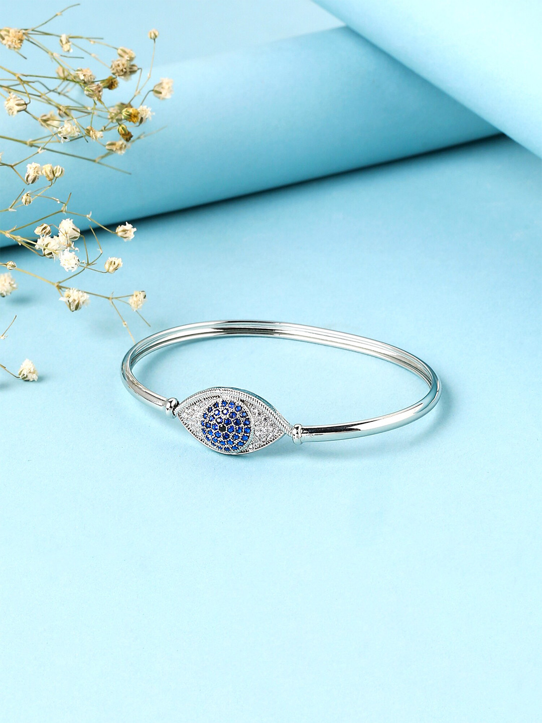 Buy Yellow Chimes Women Silver Plated Evil Eye Kada Cuff Bracelet - Bracelet for Women 20221752 ...