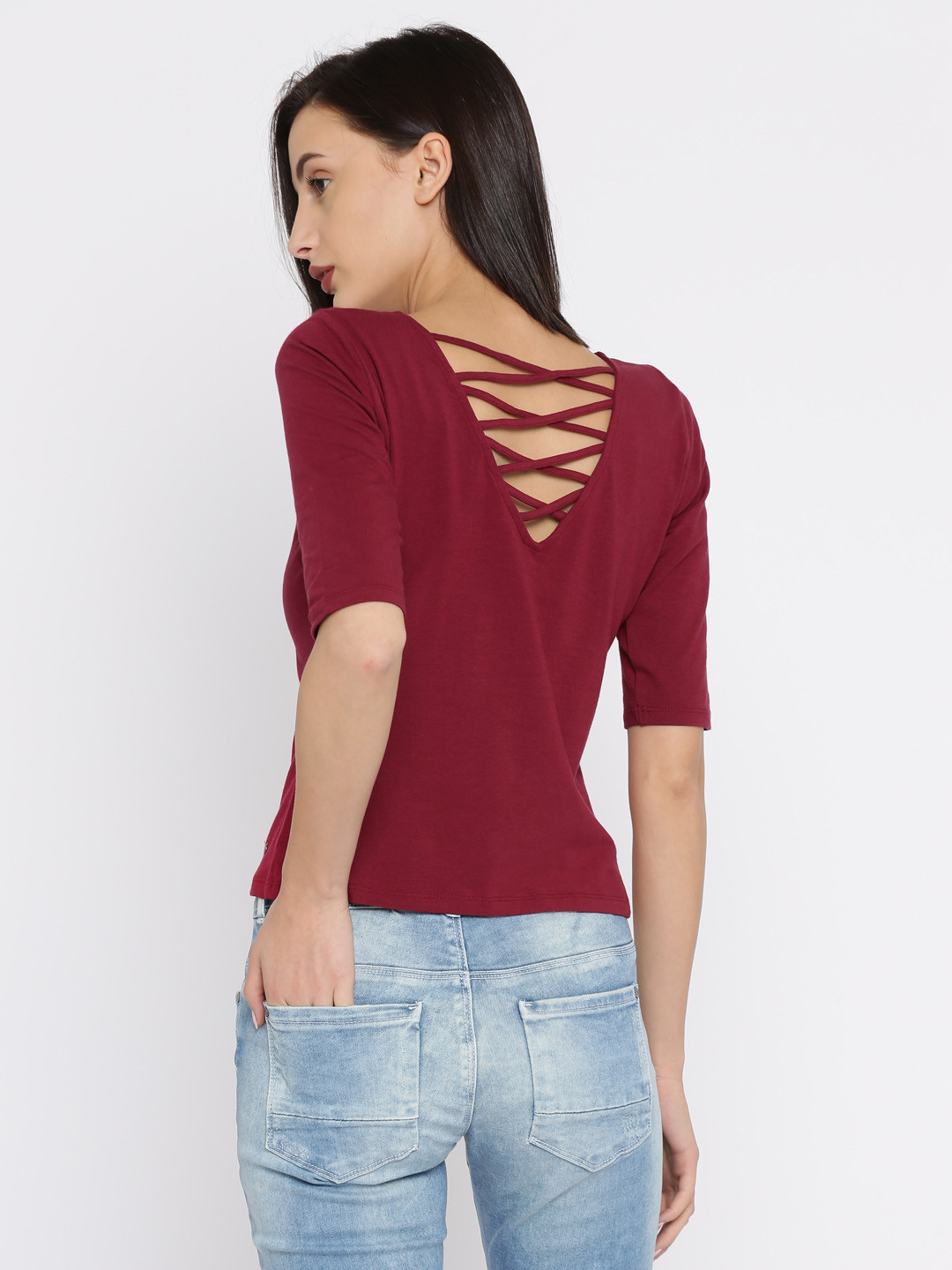 Buy ONLY Women Maroon Solid Styled Back Top - Tops for Women 2022449 ...