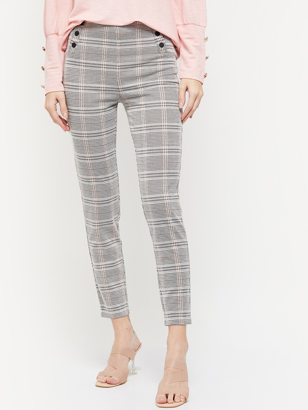 Buy Max Women Checked Cropped Trousers - Trousers for Women 20226866 ...