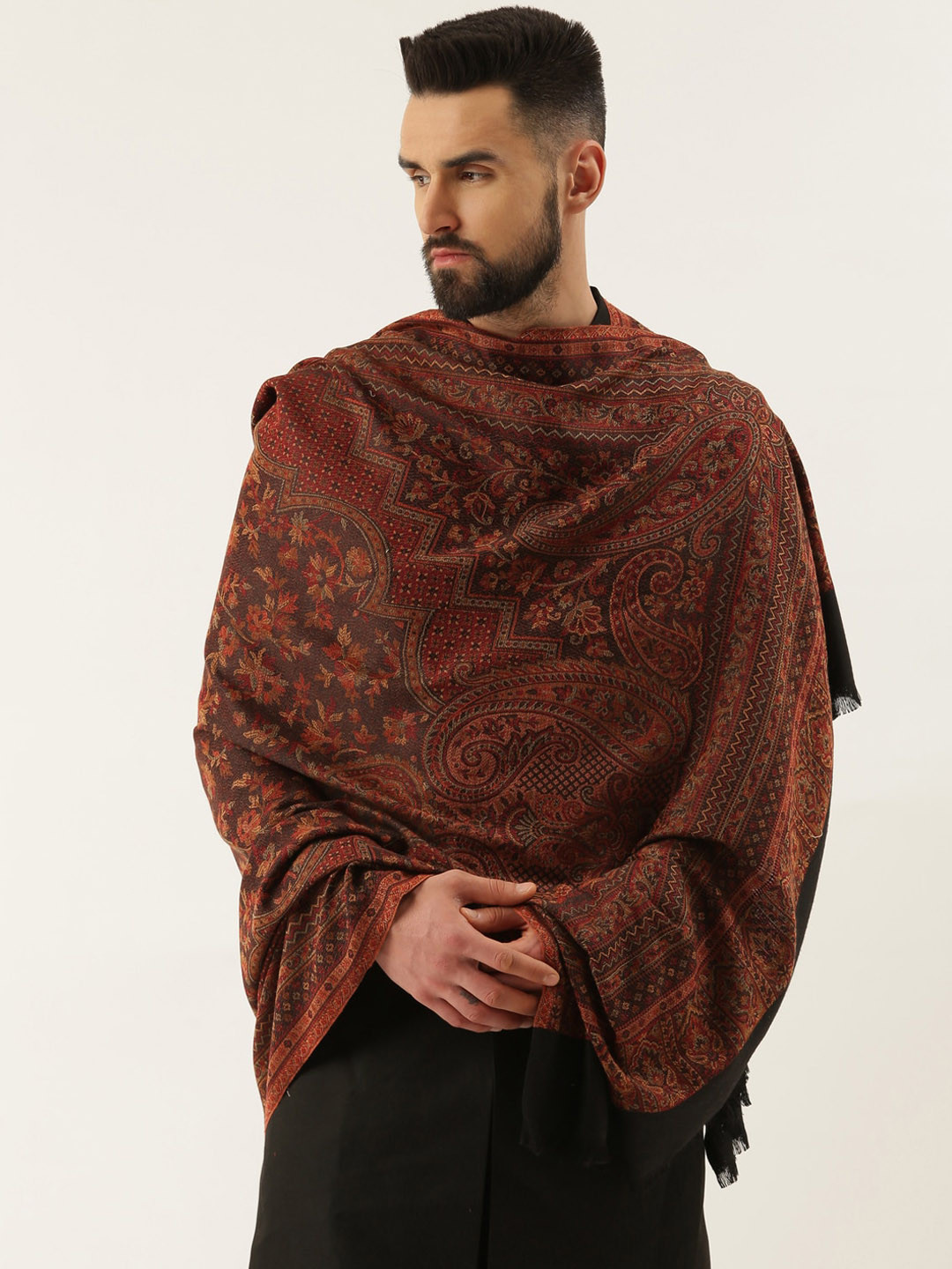 Buy Pashmoda Men Floral Woven Design Shawl - Shawl for Men 20226904 ...