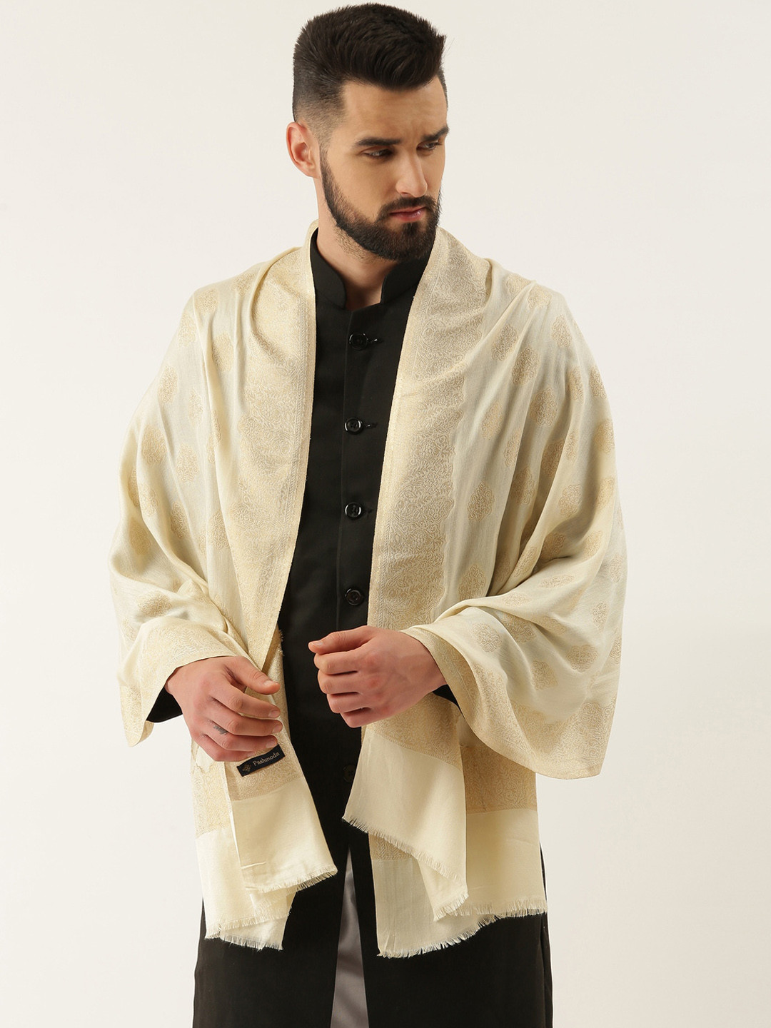 Buy Pashmoda Men Ethnic Motif Woven Design Shawl - Shawl for Men ...