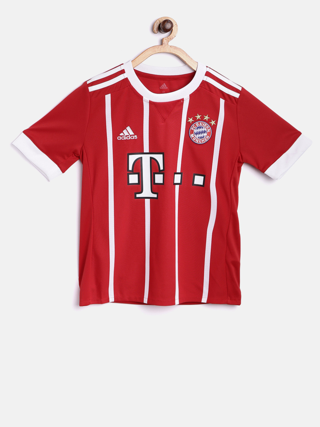 Buy Adidas Boys Red FCB Home Jersey Striped Round Neck T Shirt ...