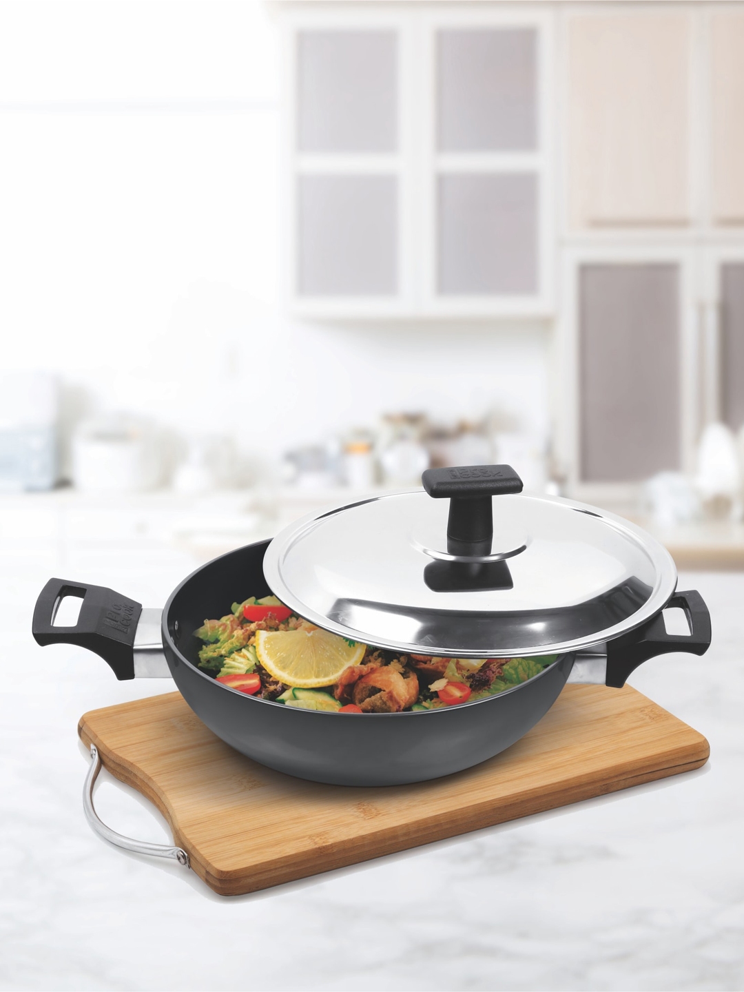 Buy Milton Pro Cook Hard Anodized Kadhai With Stainless Steel Lid 22 Cm ...