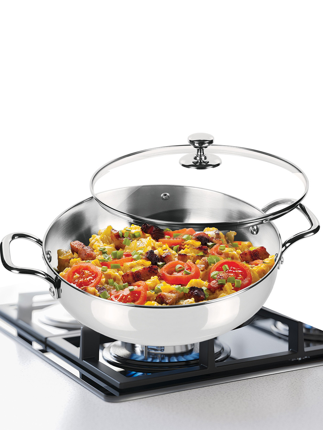 Buy Milton Pro Cook Stainless Steel Sandwich Bottom Kadhai With Glass ...
