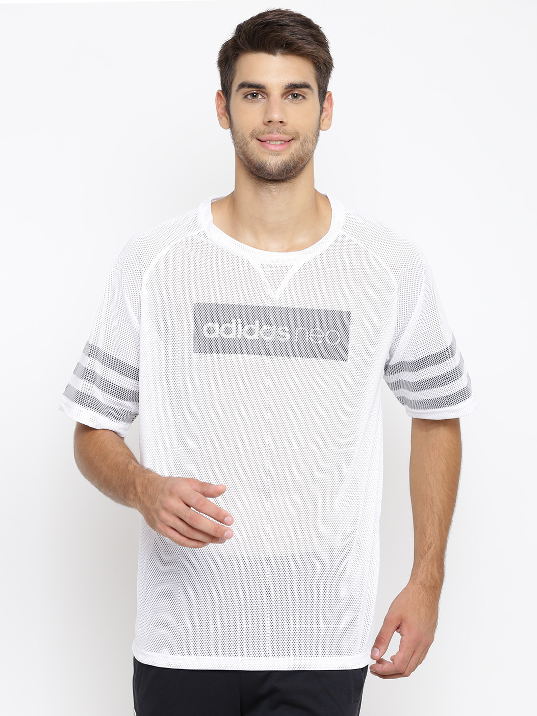 Buy Adidas NEO Men White CS Mesh Printed Round Neck T Shirt - Tshirts ...