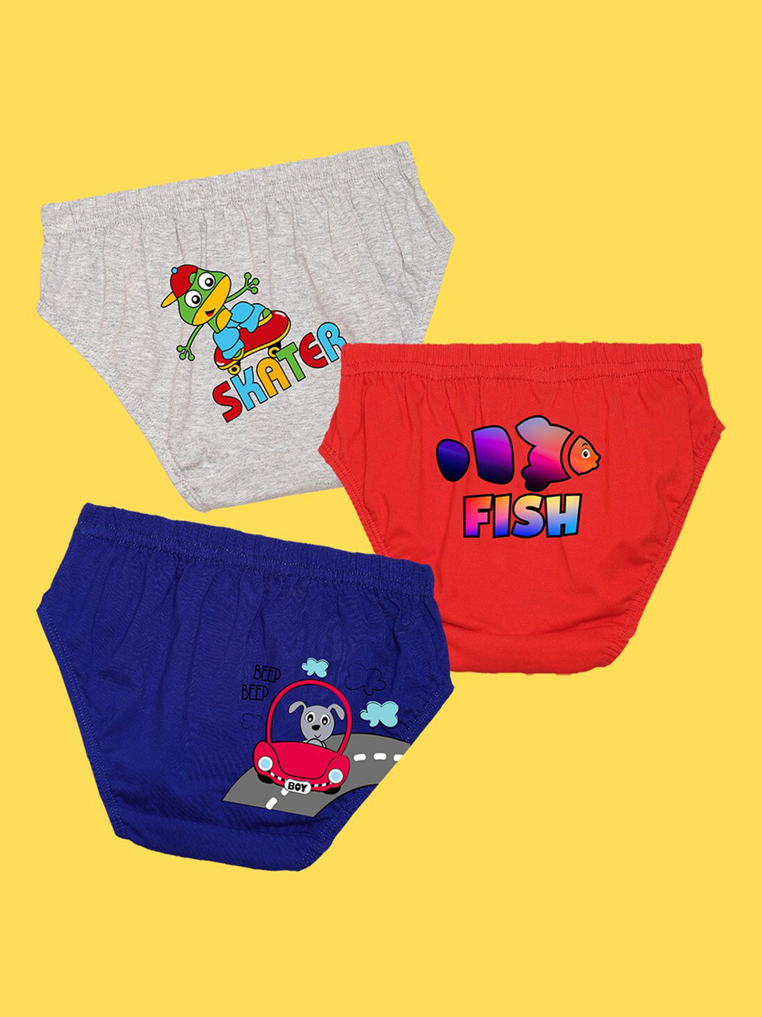 Buy NUSYL Boys Pack Of 3 Grey,Red,Royal Blue Printed Briefs - Briefs ...