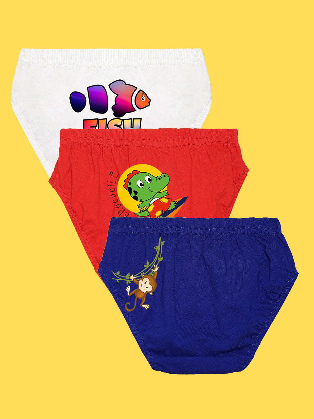 Buy NUSYL Boys Pack Of 3 White,Red, Blue Printed Briefs - Briefs for ...
