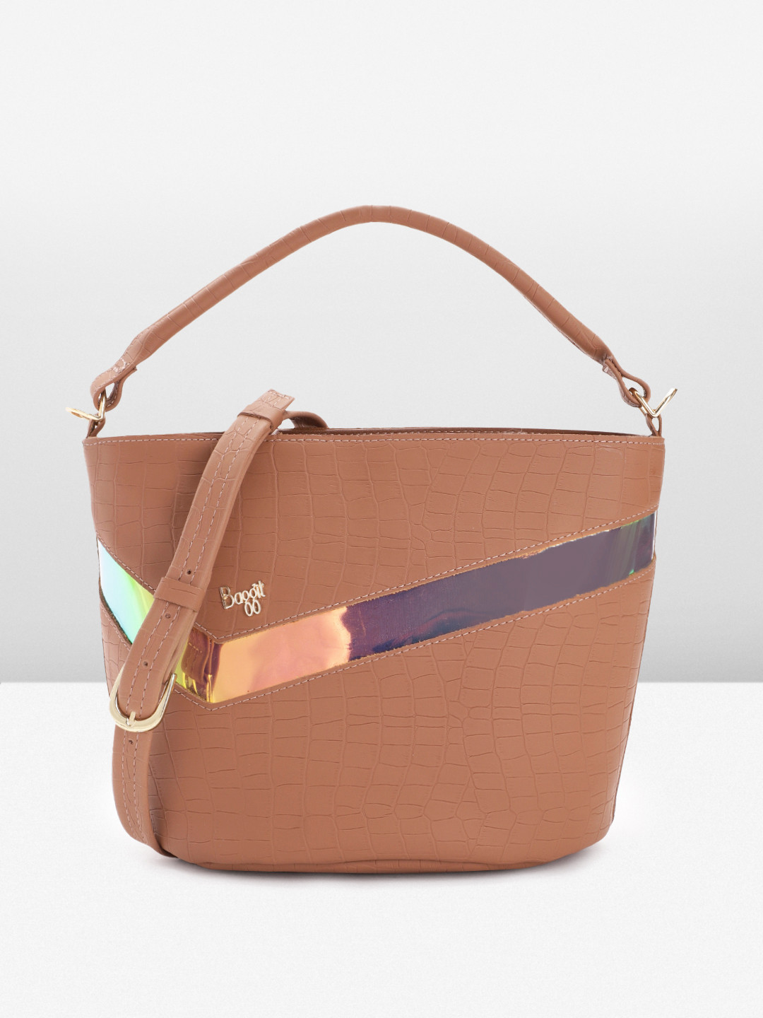 Buy Baggit Textured Bucket Handheld Bag With Iridescent Effect ...