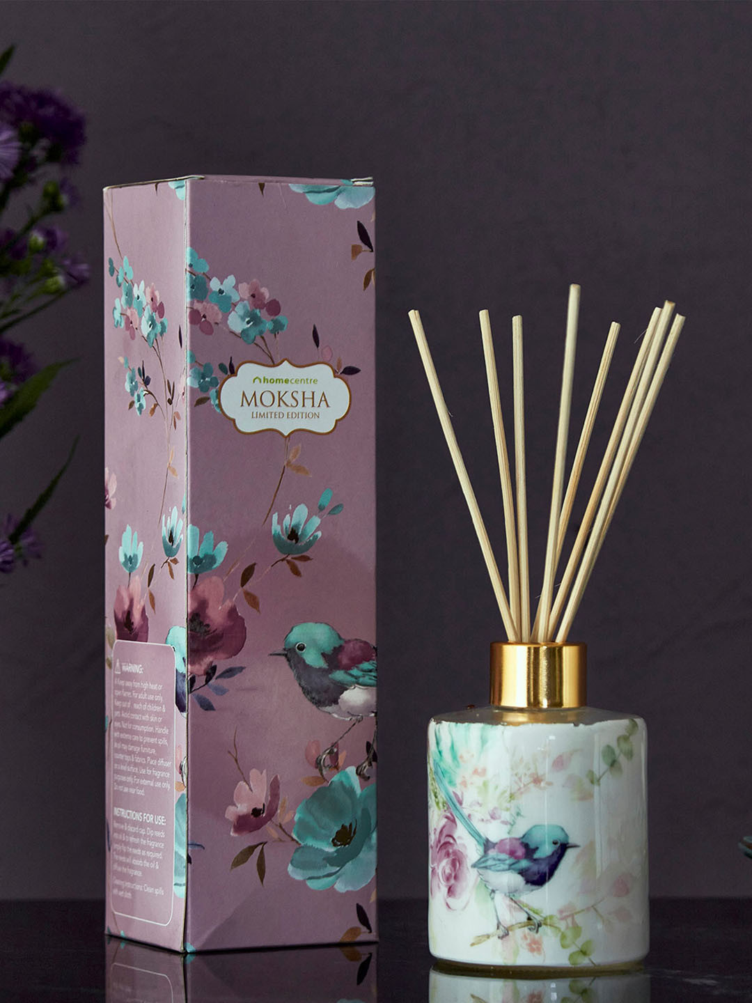 Buy Home Centre Mauve Printed Enamel Reed Diffuser - Aroma Oil ...