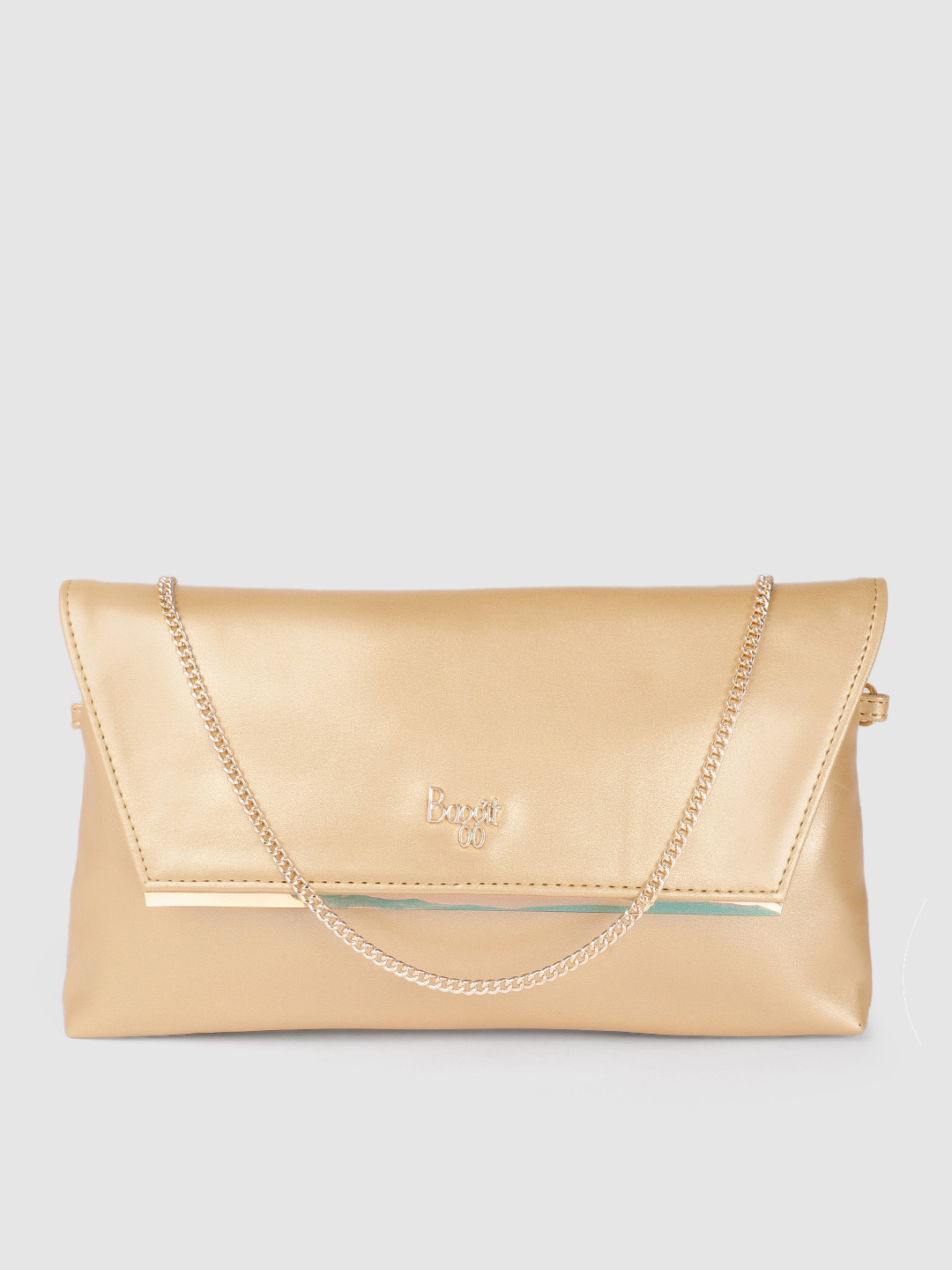 Buy Baggit Gold Toned Solid Foldover Clutch - Clutches for Women ...