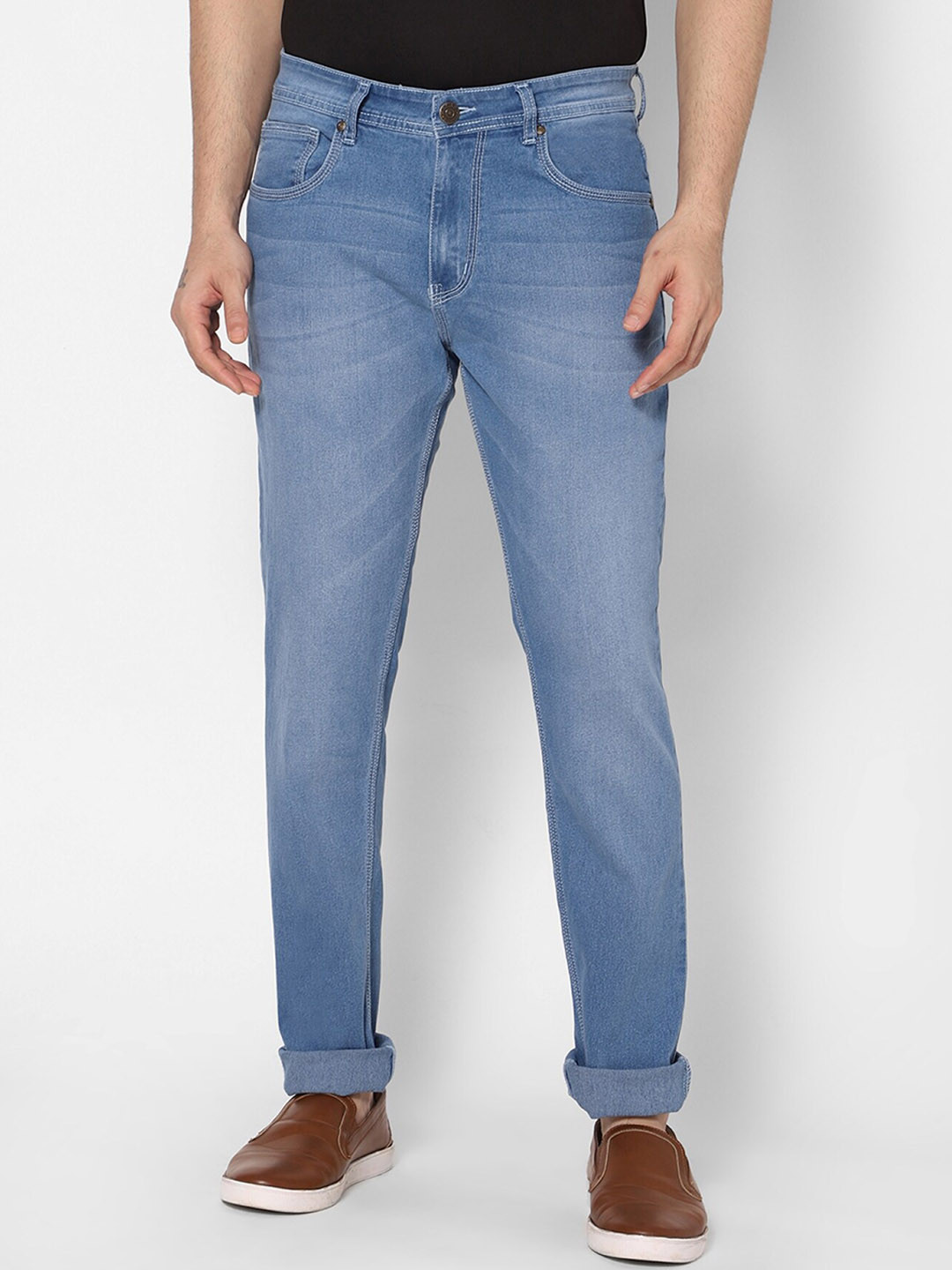 Buy HJ HASASI Men Blue Slim Fit Heavy Fade Stretchable Jeans - Jeans ...