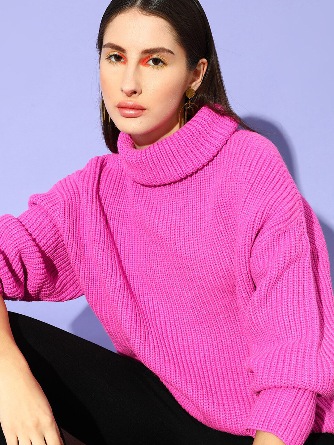 Buy STREET 9 Women Fuchsia Ribbed Pullover Sweater - Sweaters for Women ...