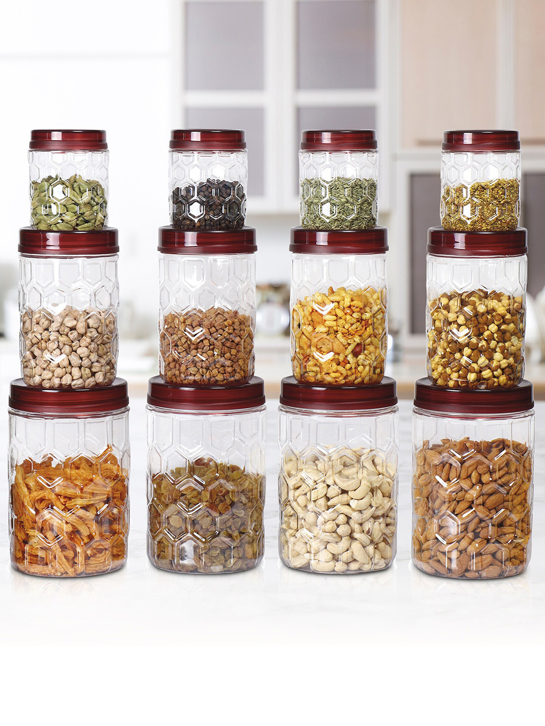 Buy Milton Set Of 12 Brown Hexa Pet Jar 4 Pcs X 270 Ml 4 Pcs X 665 Ml 4 ...