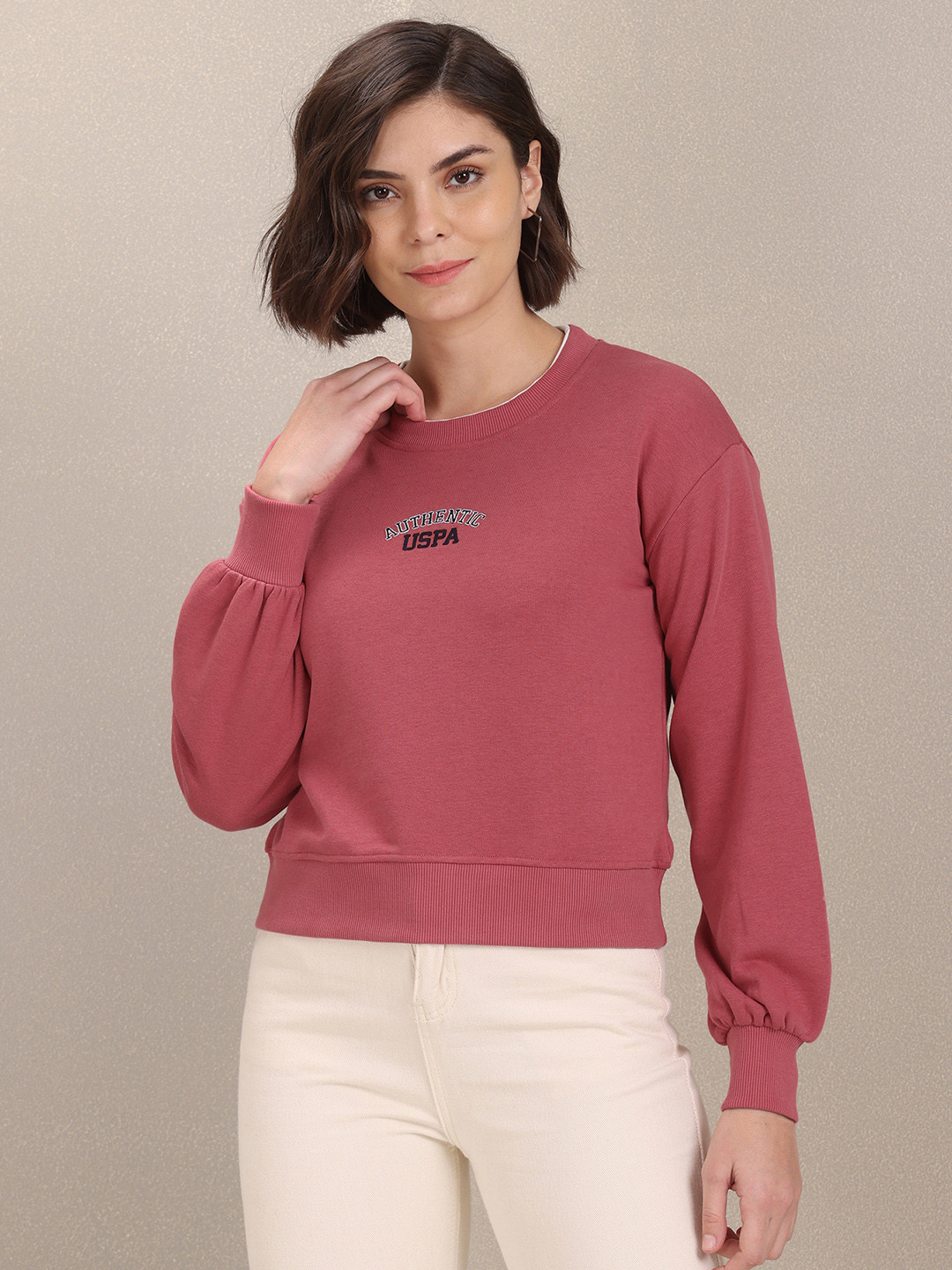 Buy U S Polo Assn Women Women Dusty Pink Solid Sweatshirt - Sweatshirts ...