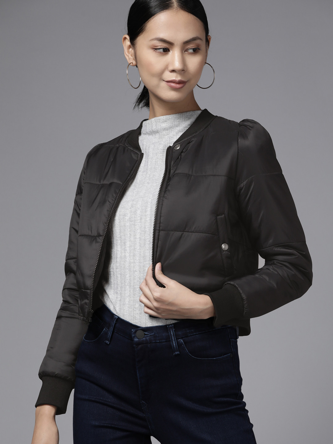 Buy U S Polo Assn Women Women Black Solid Crop Puffer Jacket - Jackets ...