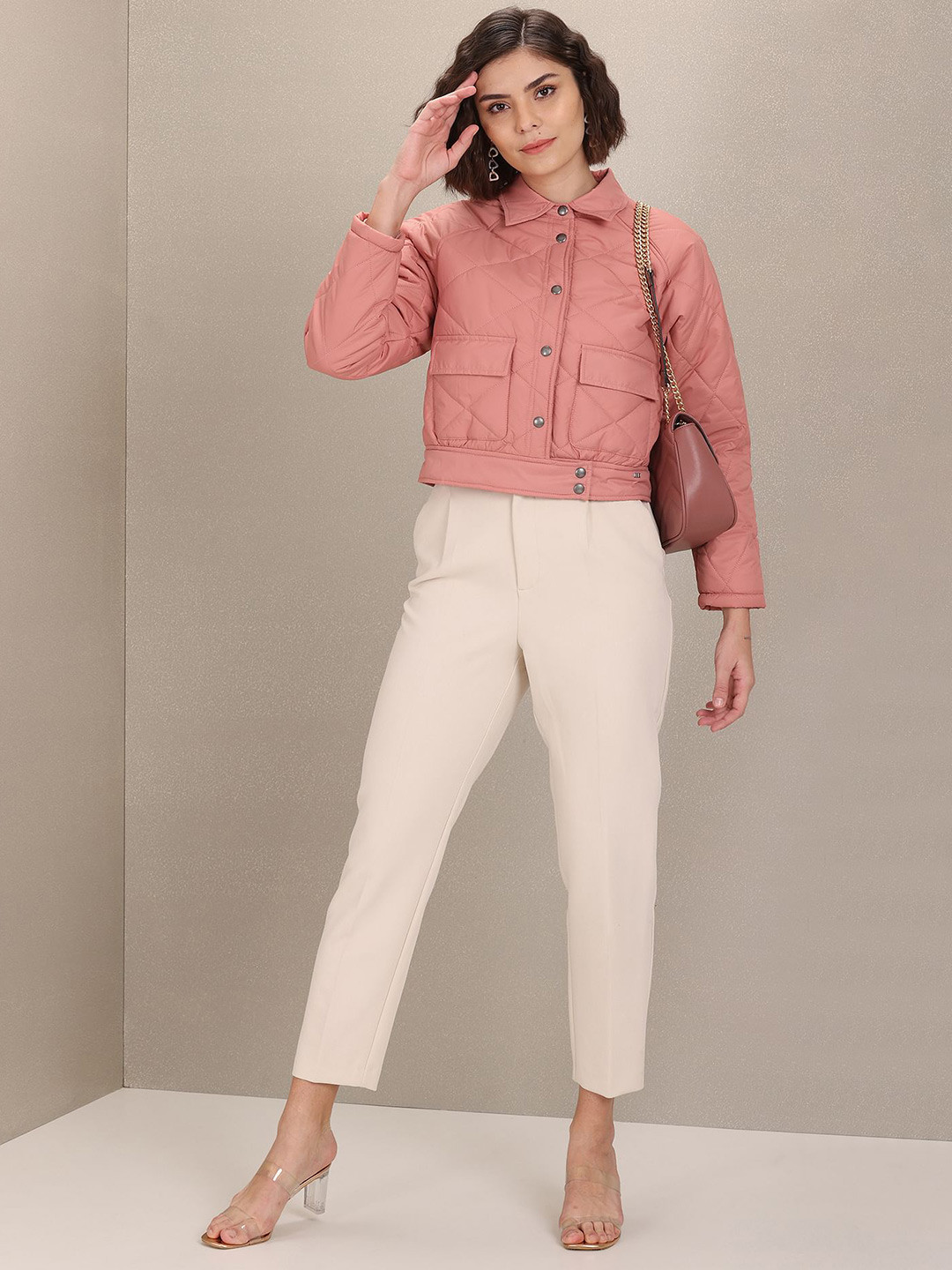 Buy U S Polo Assn Women Pink Quilted Jacket - Jackets for Women ...