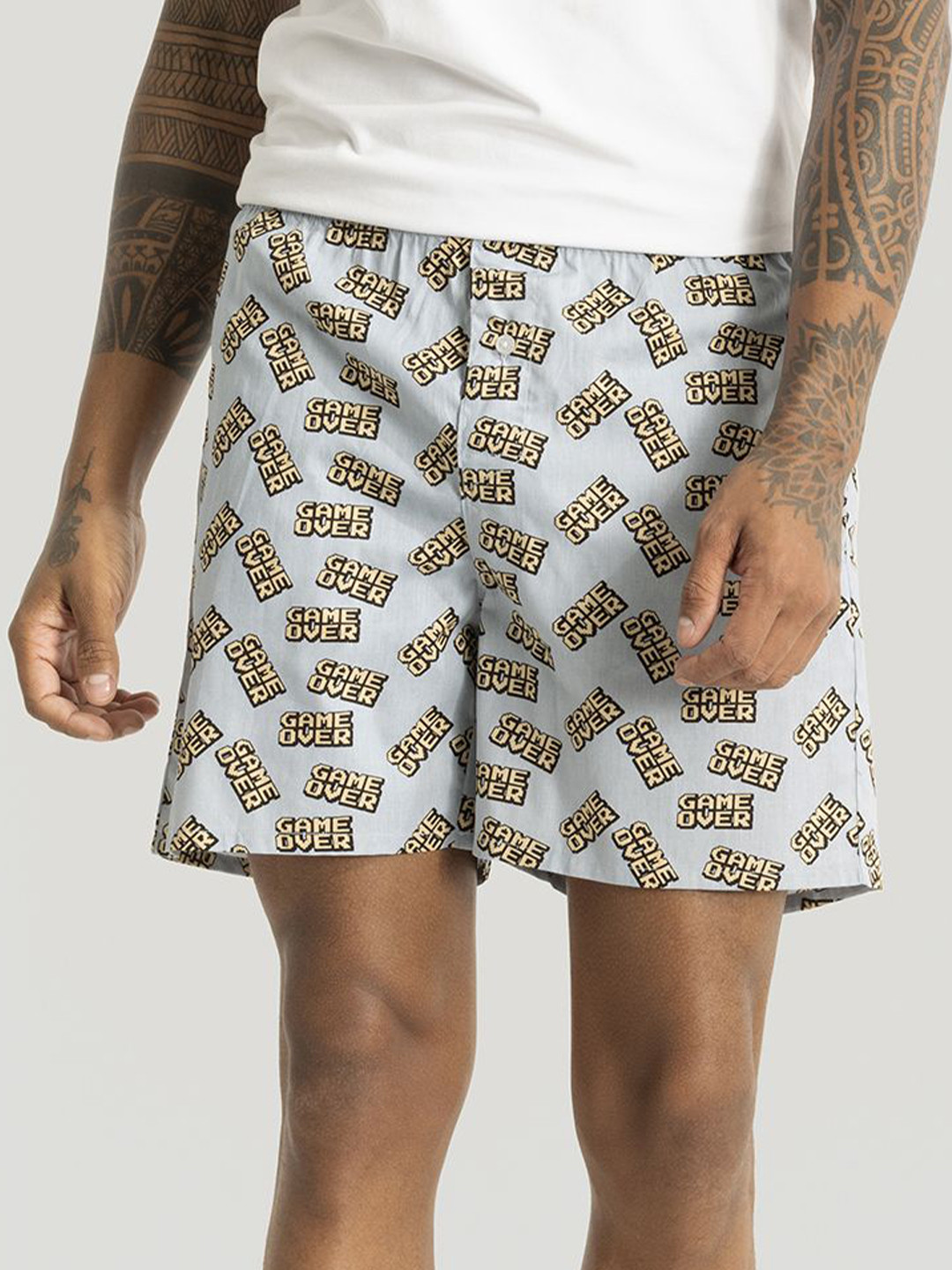 Buy Snitch Game Over Printed Pure Cotton Boxers 4MSBX9239 01 S - Boxers ...