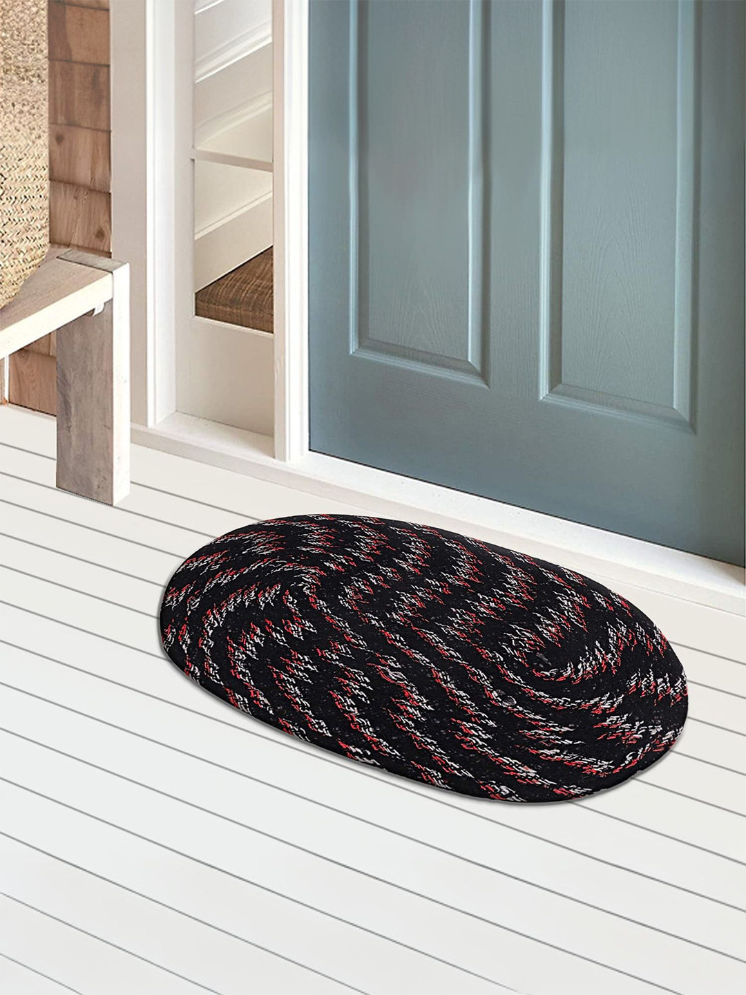 Buy Kuber Industries Black Cotton Oval Door Mat - Doormats for Unisex ...