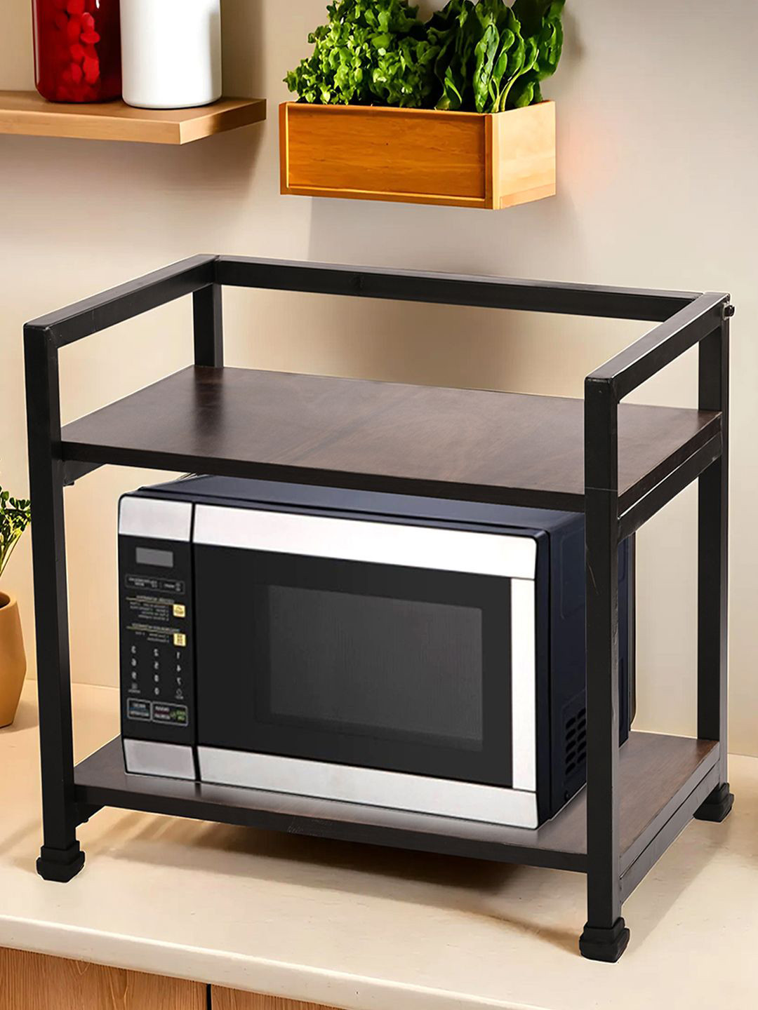 Buy Kuber Industries Brown Wooden Microwave Oven Stand - Other Kitchen ...
