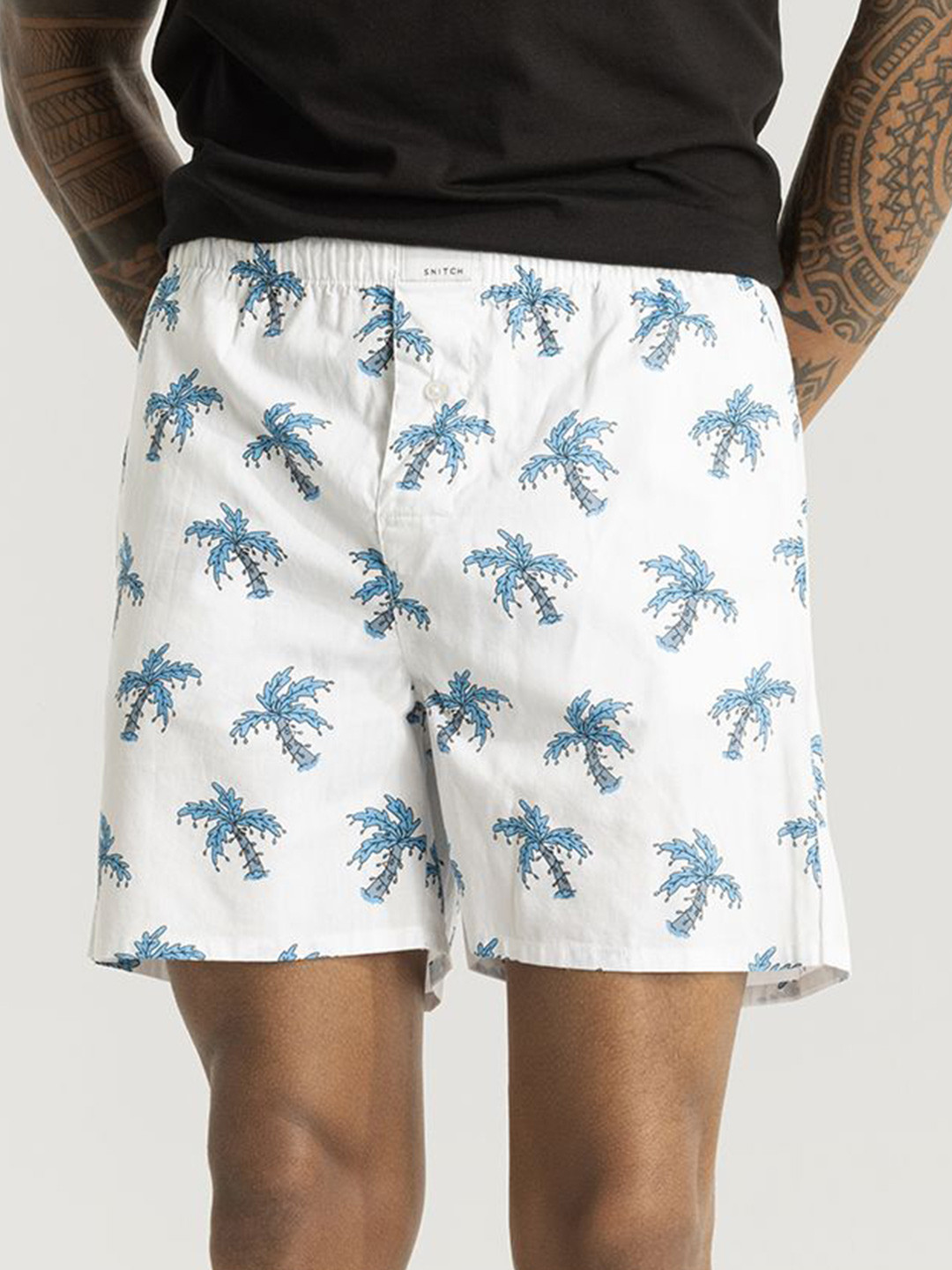 Buy Snitch Men Printed Pure Cotton Boxers 4MSBX9249 01 L - Boxers for ...