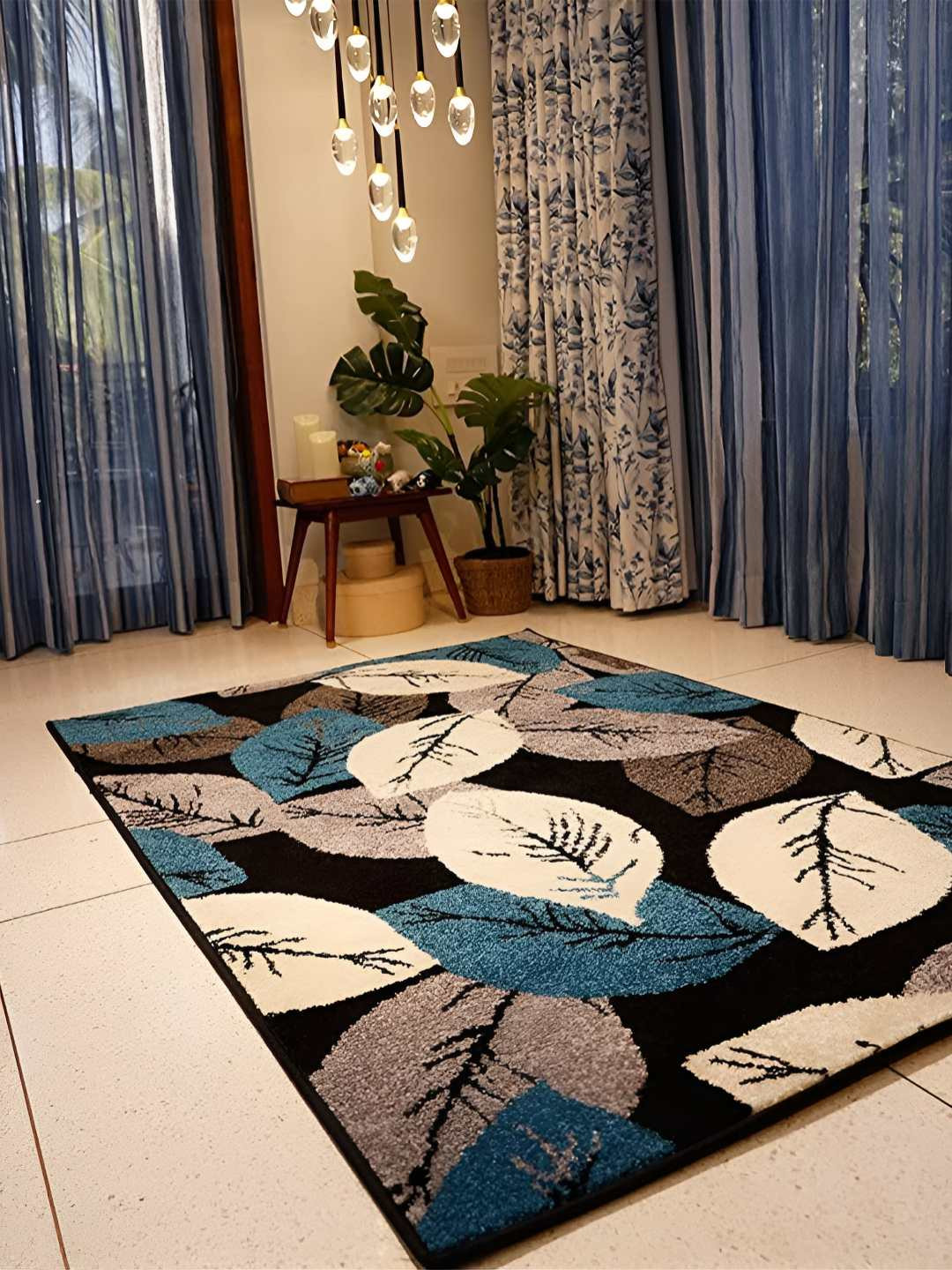 Buy Sapana Carpet Mats Black Contemporary Floral Carpet - Carpets for ...