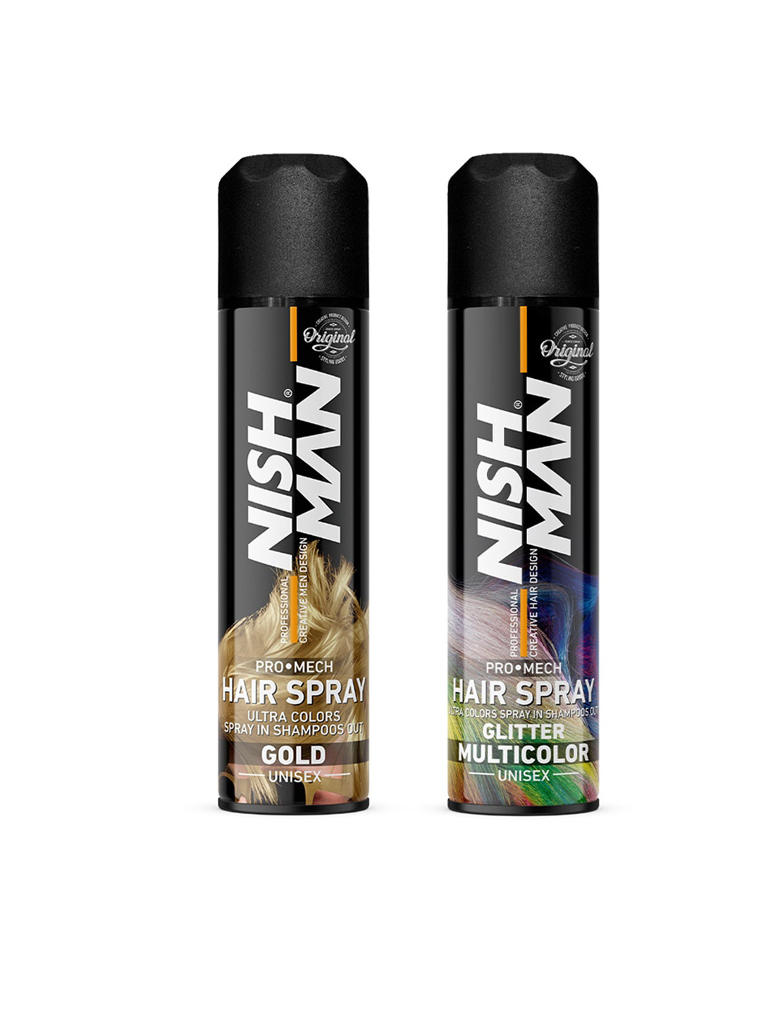 Buy Nishman Set Of 2 Pro Mech Hair Color Spray 150 Ml Each Gold & Multi ...