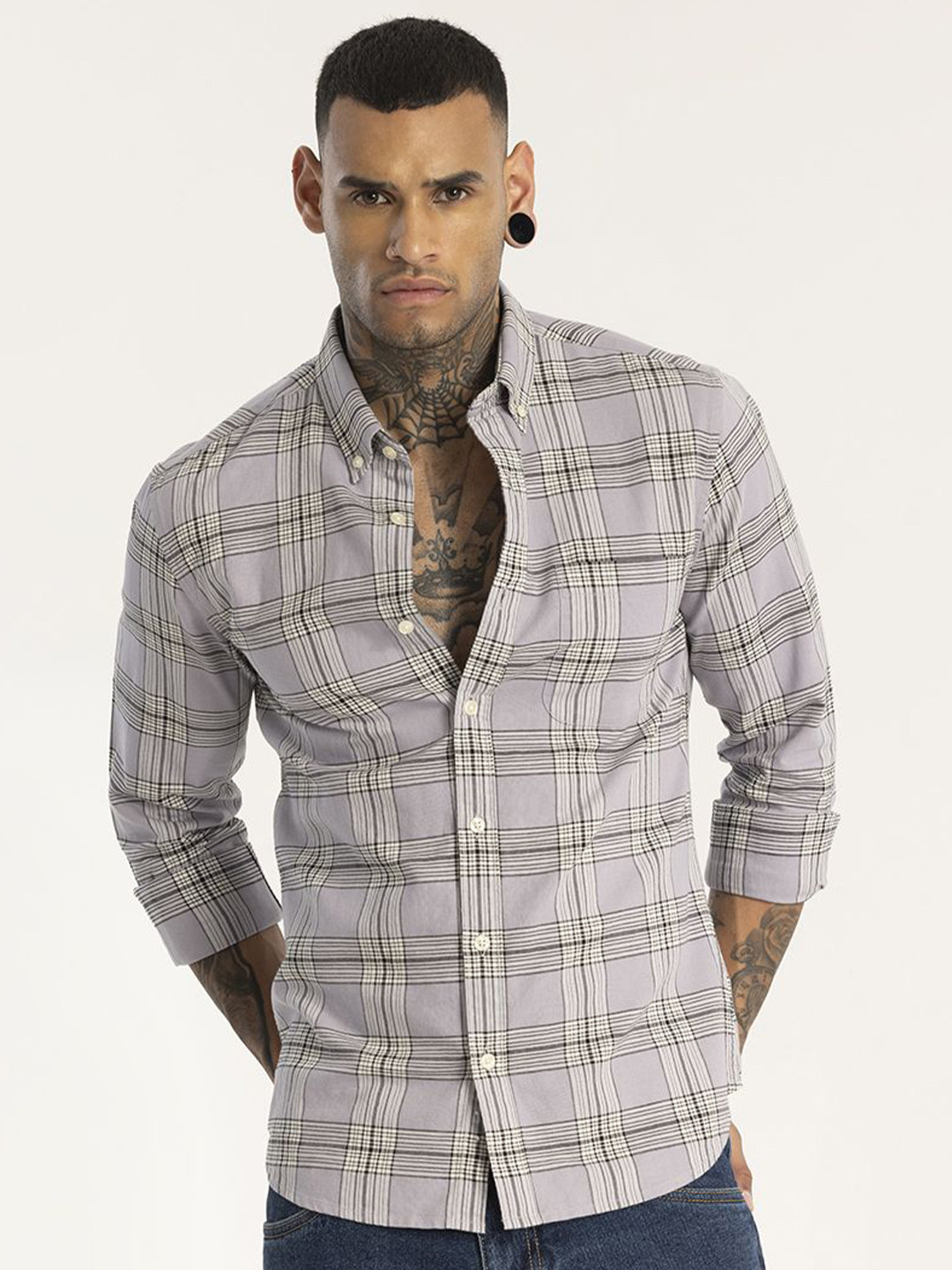 Buy Snitch Men Smart Slim Fit Tartan Checks Opaque Checked Casual Shirt ...