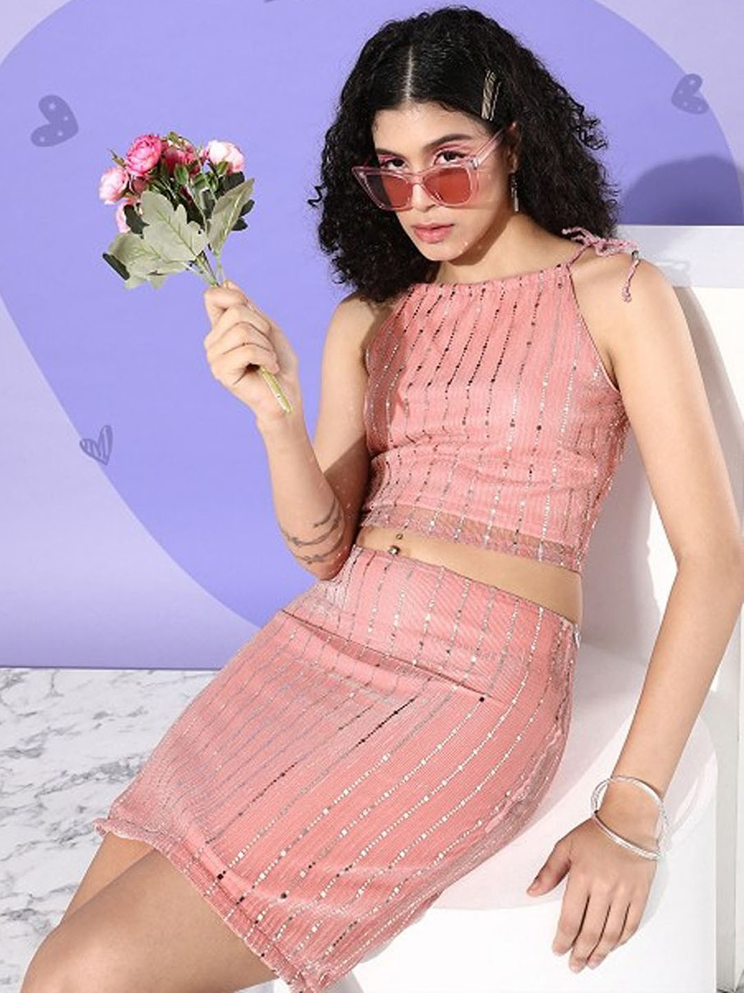 Buy Sera Sequin Embroidered Top With Skirt Co Ords - Co Ords for Women ...