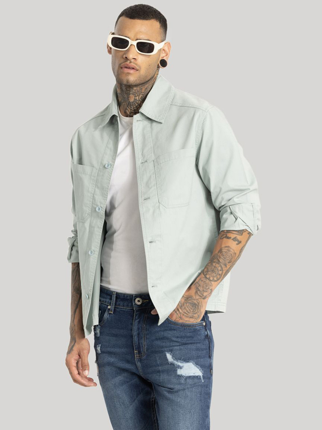 Buy Snitch Men Floral Crop Denim Jacket - Jackets for Men 30552578 | Myntra