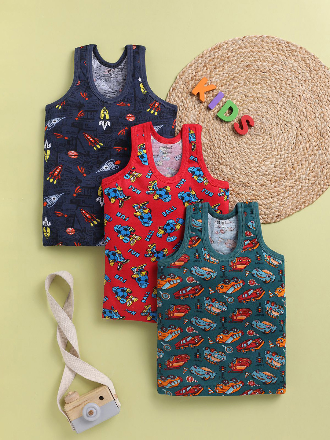 Buy Redden Kids Pack Of 3 Assorted Printed Innerwear VestsA 101AD 01 ...