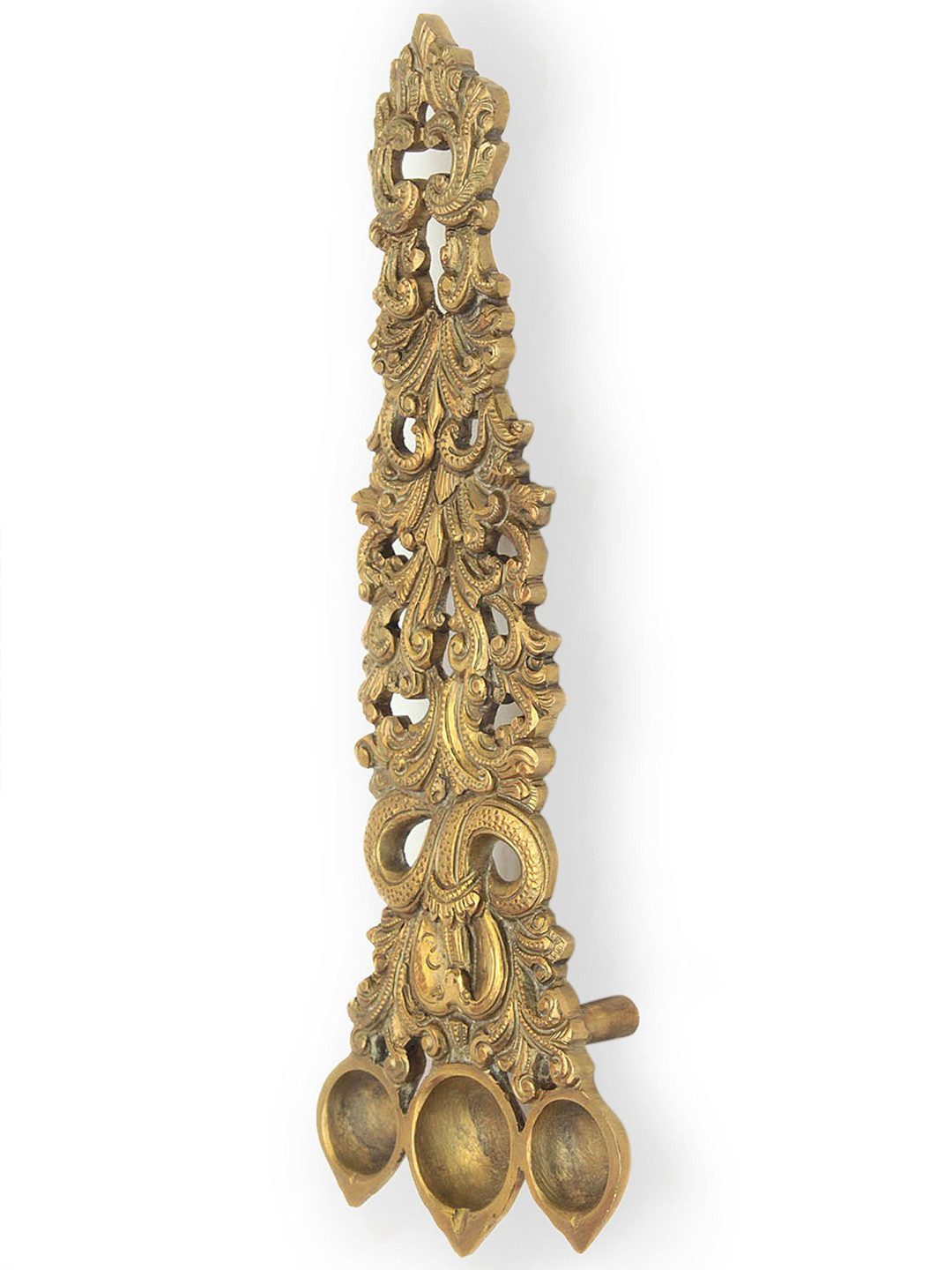 Buy Exotic India 10" Handheld Three Wick Brass Lamp - Pooja Essentials ...