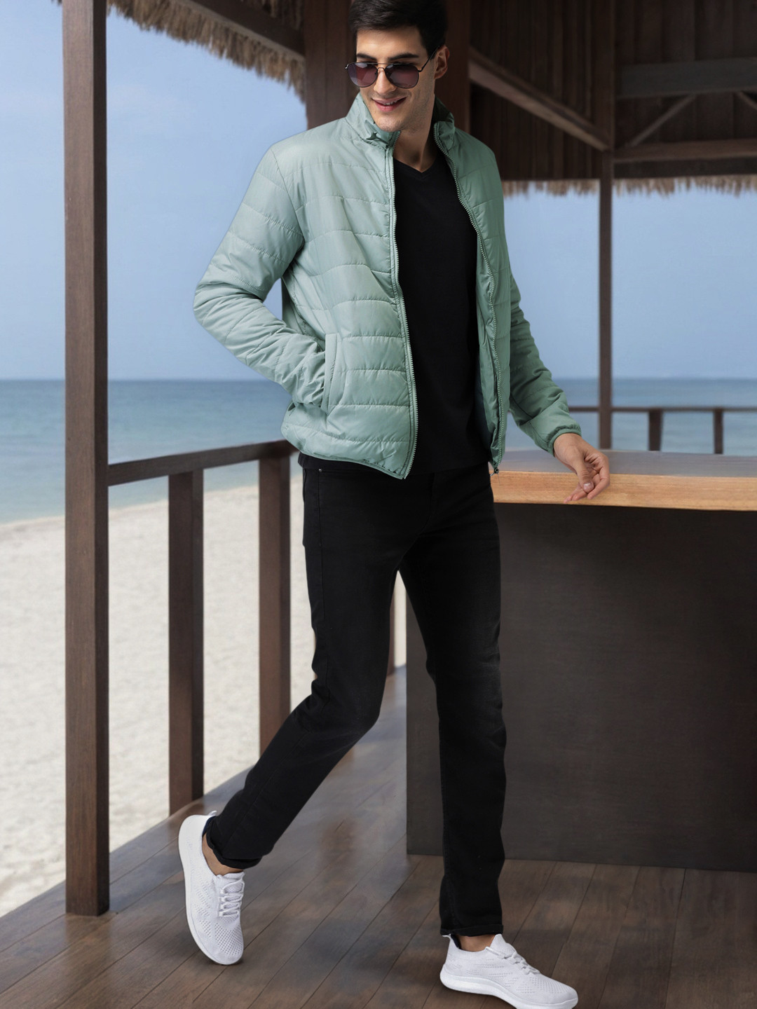 Buy Mast & Harbour Men Grey Solid Padded Jacket - Jackets for Men ...